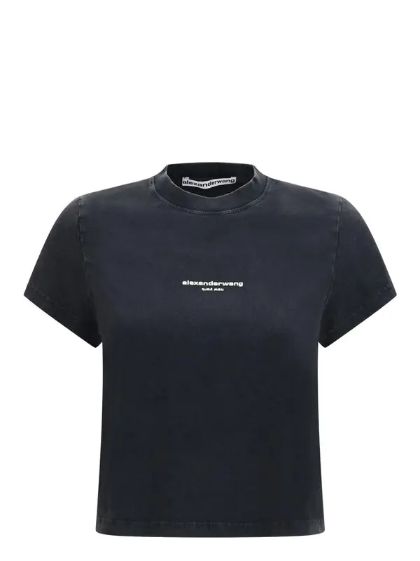 Alexander Wang Cropped Logo T-shirt - Black