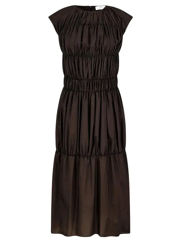 AMOMENTO Shirred Nylon Dress - Brown