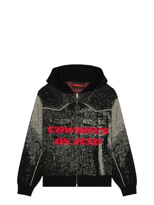 PLEASURES Acid Cowboy Knitted Hoodie - Black