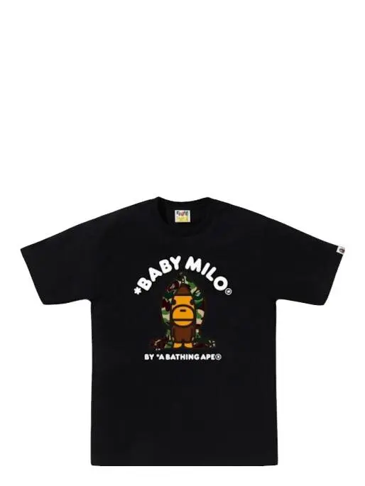 A BATHING APE Abc Army Green Camo Baby Milo Graphic Tee - Black