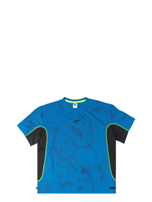 Nike Short-sleeve Jersey Top With Geometric Perforations - Blue