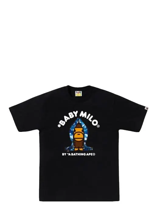 A BATHING APE Abc Blue Camo Baby Milo Graphic Tee - Black