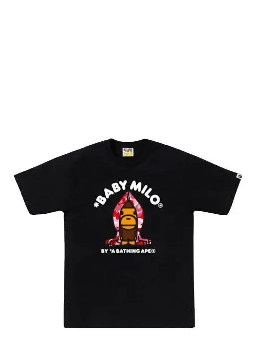 A BATHING APE Abc Red Camo Baby Milo Graphic T-shirt - Black