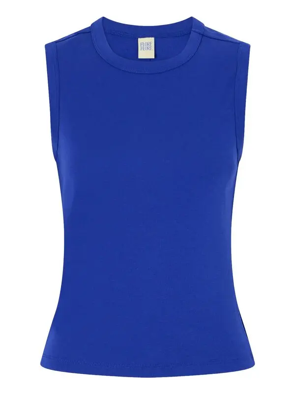 FLORE FLORE Ribbed Organic Cotton-jersey Tank - Blue