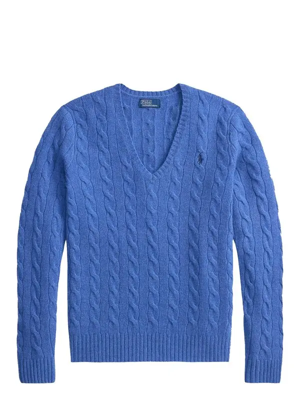 Polo Ralph Lauren V-neck Cable Knit Pullover - Blue