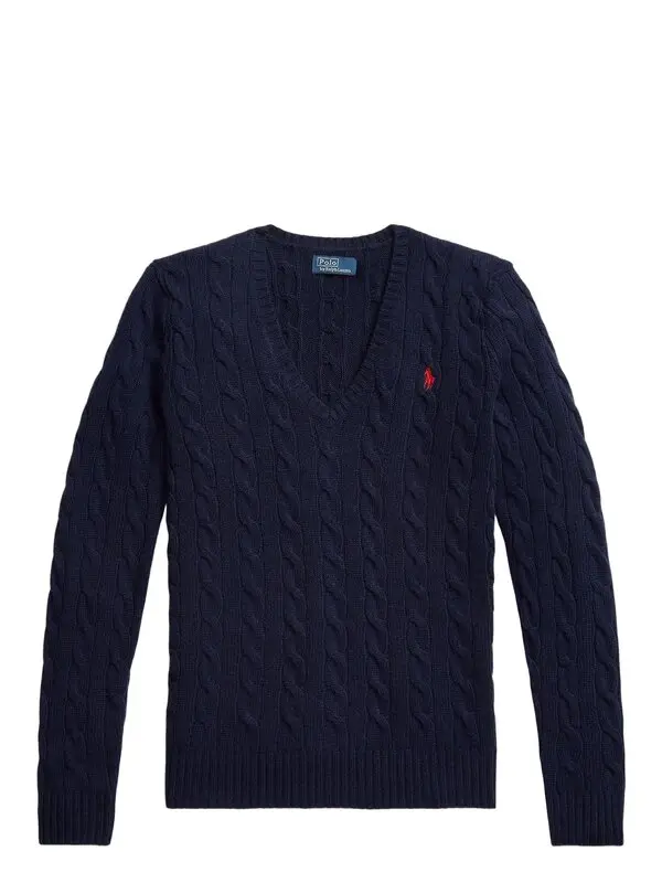 Polo Ralph Lauren Kimberly Cable Knit V-neck Pullover - Blue