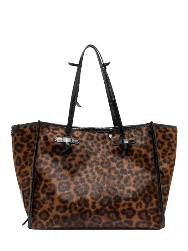 GIANNI CHIARINI Marcella Leopard Print Shoulder Bag - Black