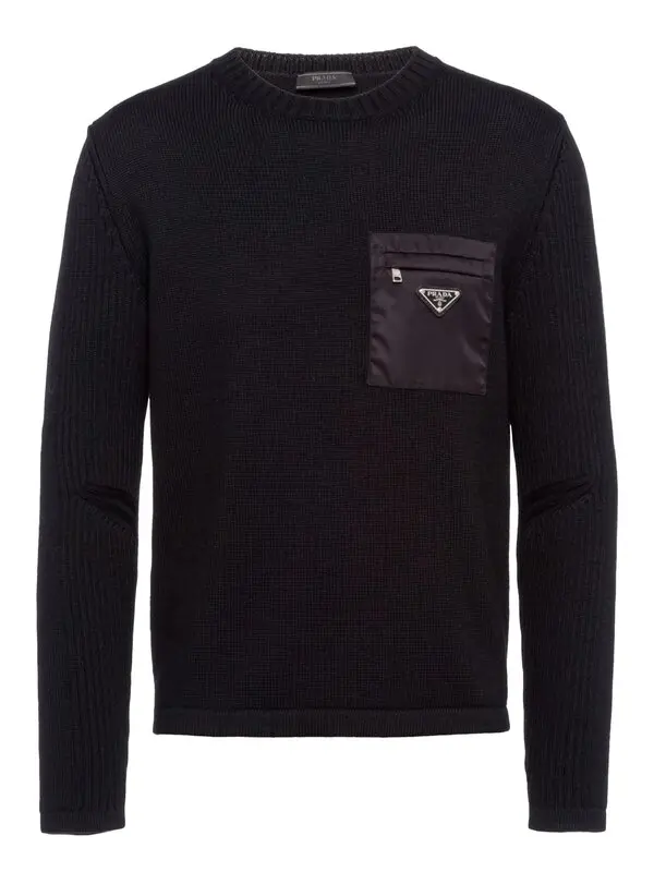 Prada Wool Sweater With Pocket - Black