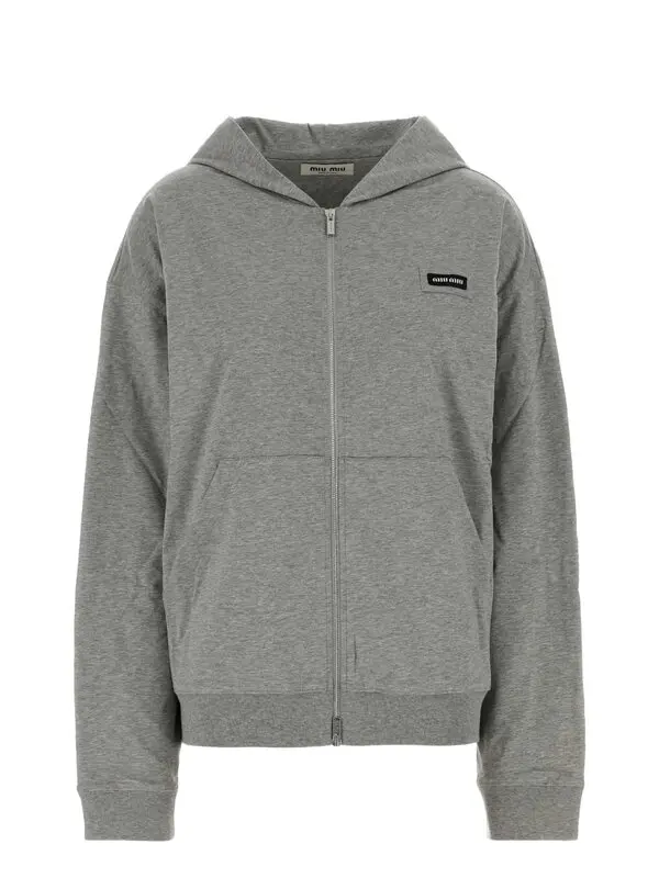 Miu Miu Full Zip Hoodie - Gray
