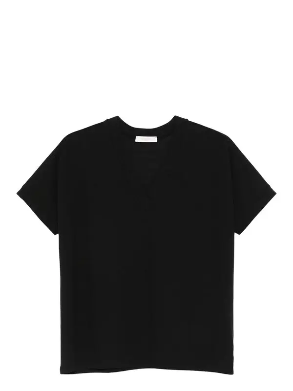 ZANONE Cotton V-neck T-shirt - Black