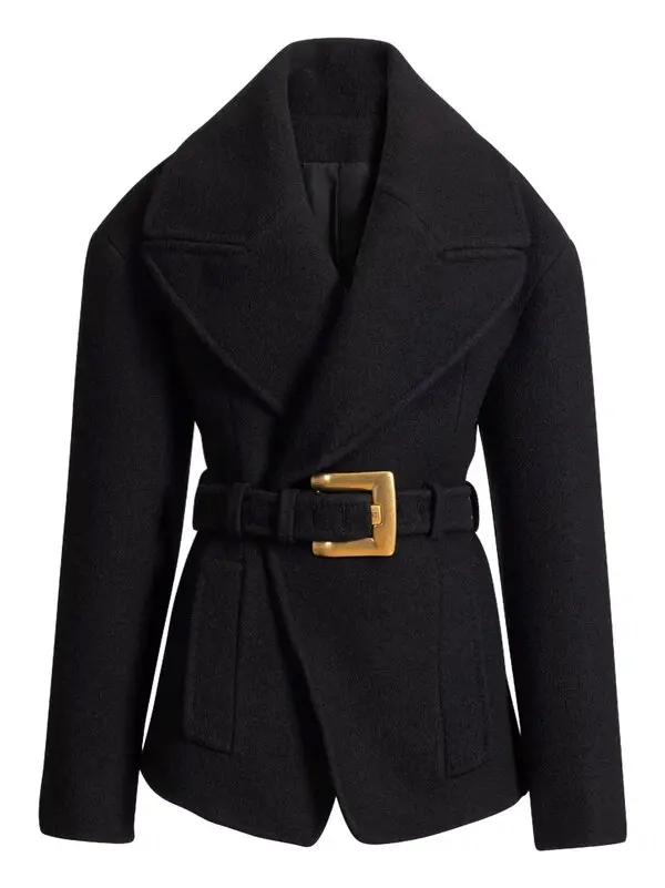 BALMAIN PARIS Short Belted Coat - Black