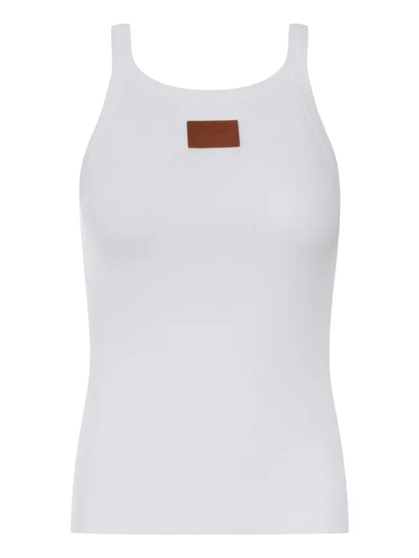 Fendi Ribbed Tank Top With Logo Detail - White