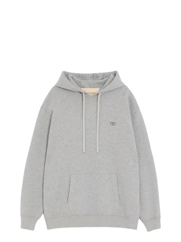 Valentino Garavani Cotton Hoodie With Logo - Gray