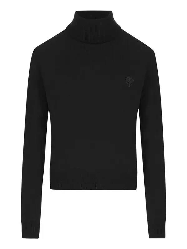 Gucci Wool Turtleneck With Embroidery - Black