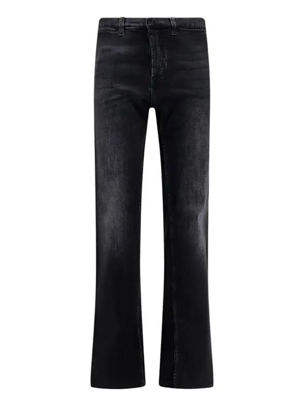 Gucci Cotton Denim Pants With Web Ribbon - Black