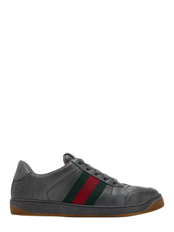 Gucci Screener Sneakers With Perforated Details And Contrast Stripes - Multi