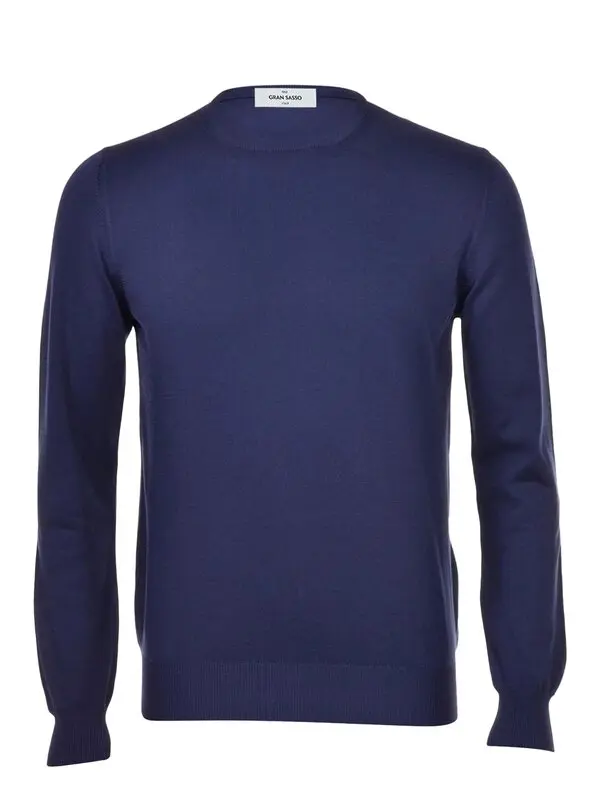 GRAN SASSO Crew Neck Fine Knit Sweater - Blue