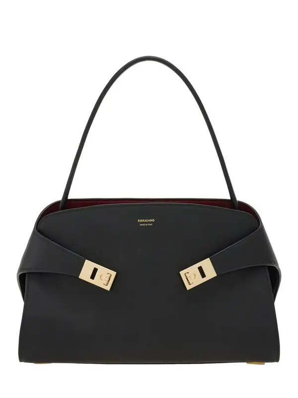 FERRAGAMO Leather Shoulder Bag - Black