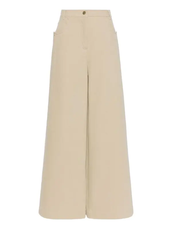 Max Mara High Waisted Flared Trousers - Beige