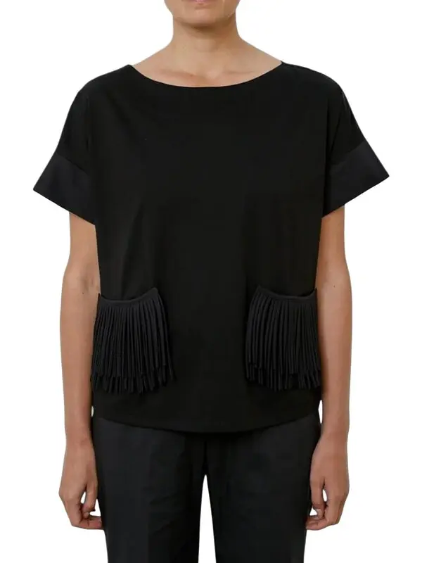 MEIMEIJ Cotton T-shirt With Pleated Pockets - Black