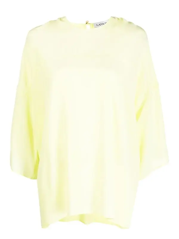 LANVIN Round Neck Cotton T-shirt - Yellow
