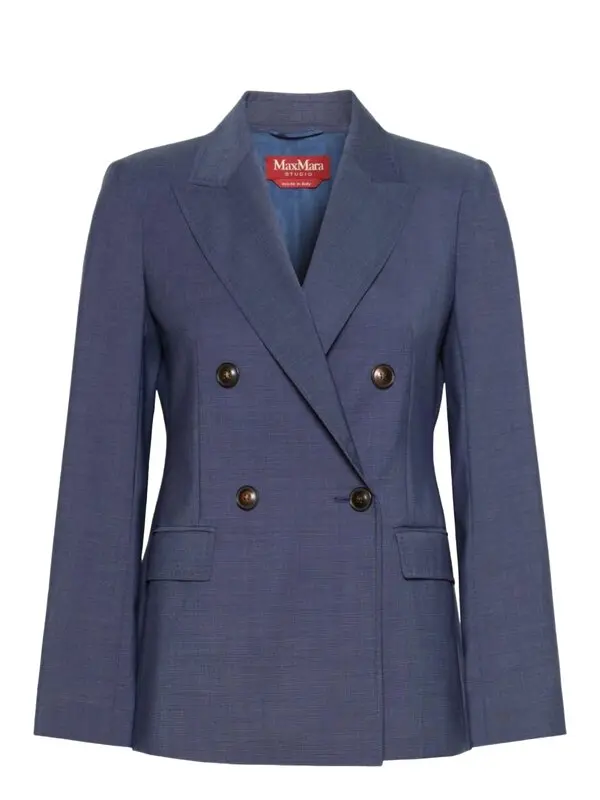 Max Mara Double-breasted Blazer With Contrasting Buttons - Blue
