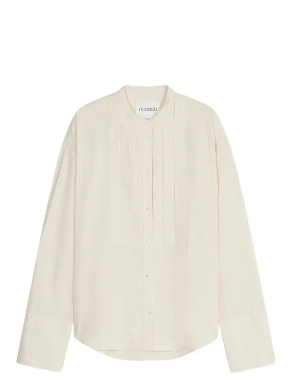 Closed Pin-tucked Shirt - Beige