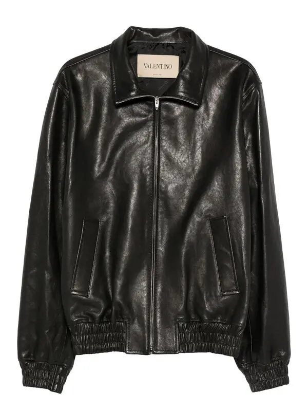 Valentino Garavani Leather Bomber Jacket - Black