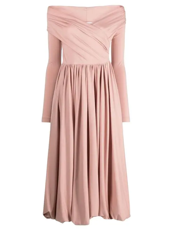 PHILOSOPHY Long Sleeve Gathered Midi Dress - Pink