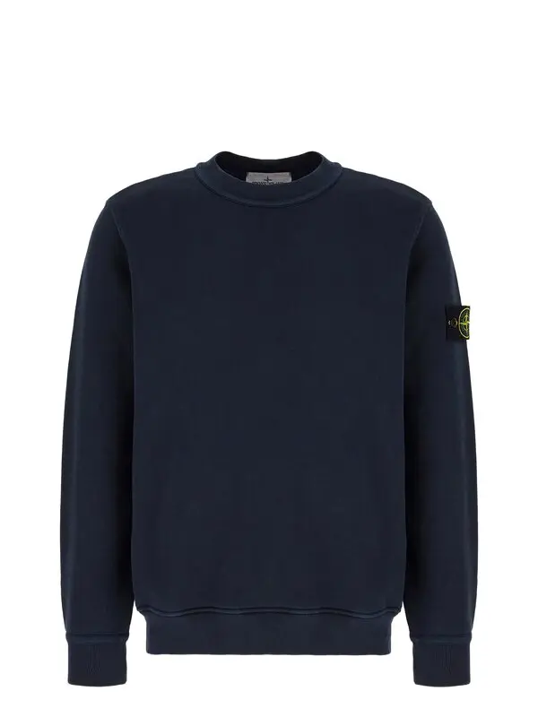 Stone Island Logo Patch Crewneck Sweatshirt - Blue