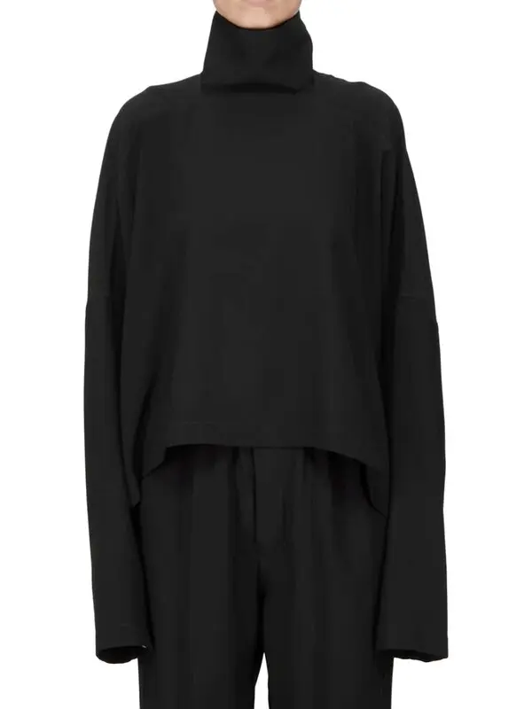 Rick Owens Cropped High Neck Top - Black