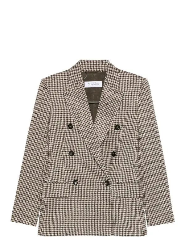 Max Mara Houndstooth Double-breasted Blazer - Brown