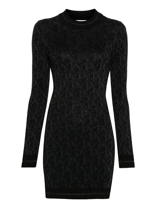 Palm Angels Monogram Jacquard Mini Dress - Black