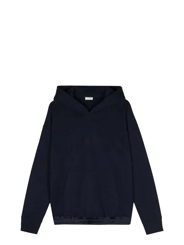 Saint Laurent Embroidered Organic Cotton Hoodie - Blue