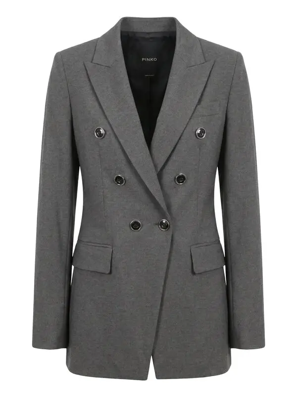 Pinko Double Breasted Blazer With Notch Lapel - Gray