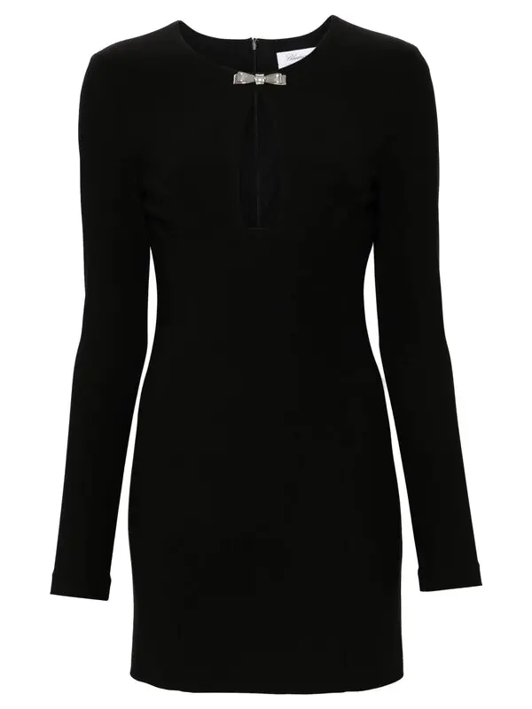 Blumarine Compact Jersey Mini Dress With Jewel Pin Detail - Black