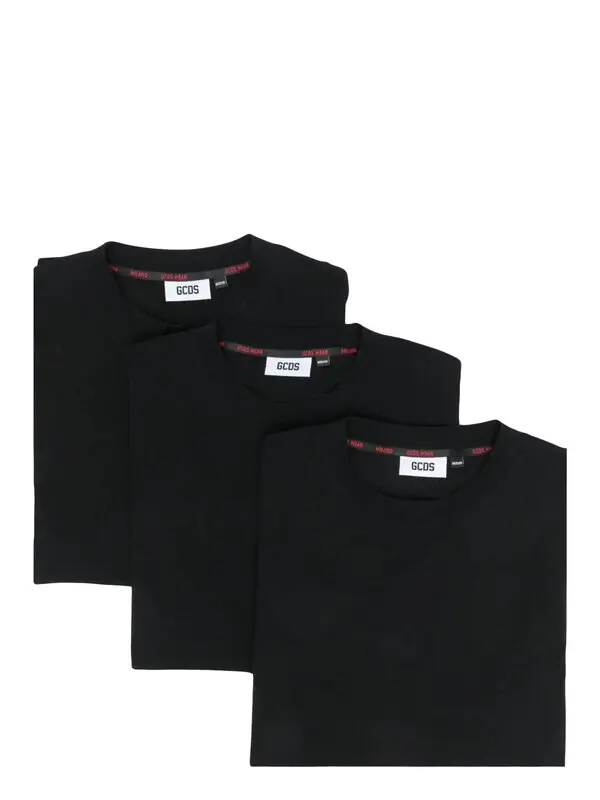 Gcds Three-pack Cotton T-shirt - Black