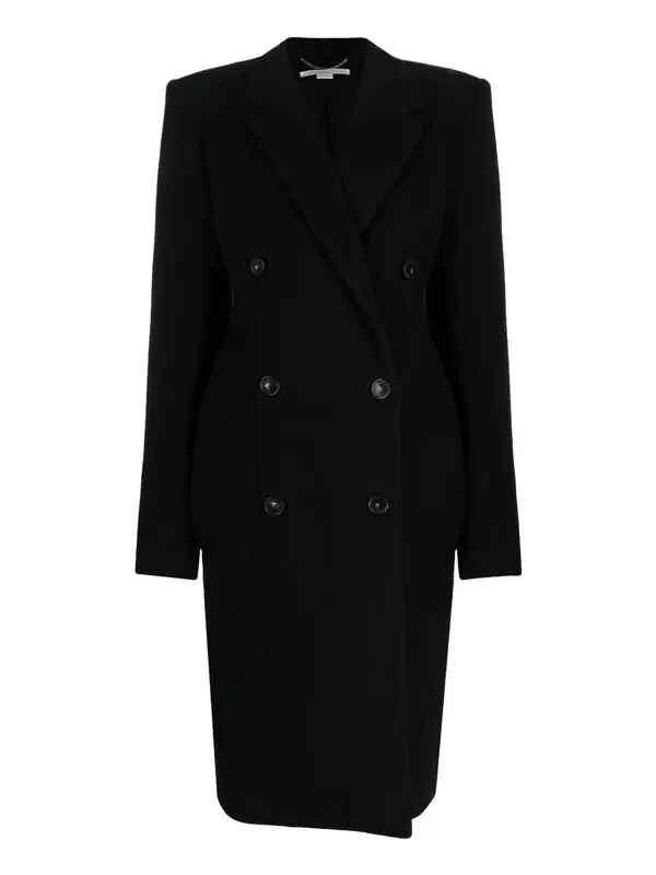 Stella McCartney Double Breasted Coat With Notched Lapel - Black
