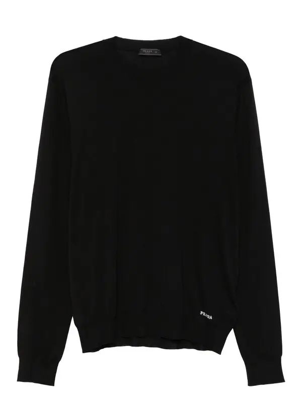 Prada Recycled Silk Crew Neck Sweater - Black