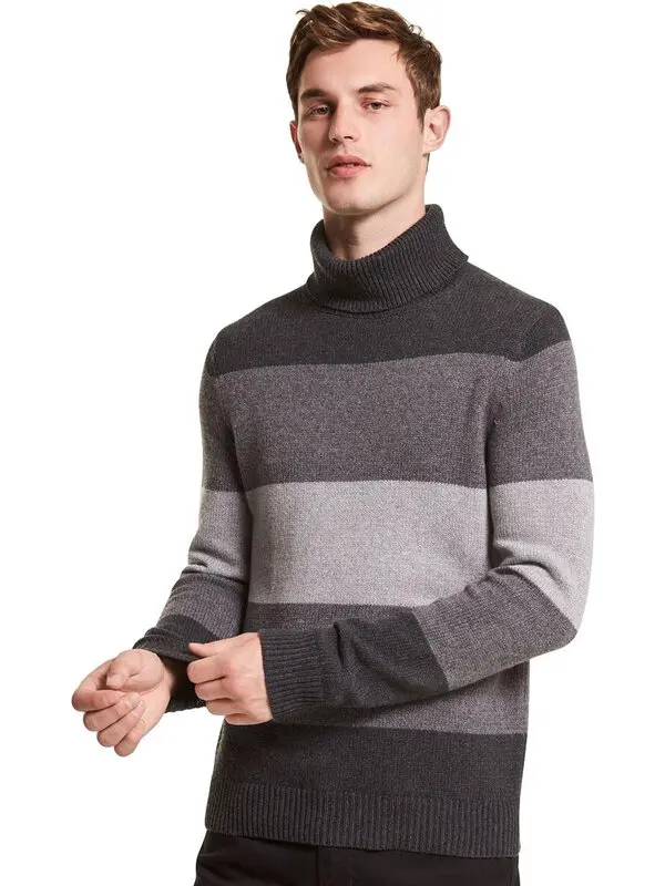 Michael Kors Ombre Stripe Turtleneck Sweater - Gray
