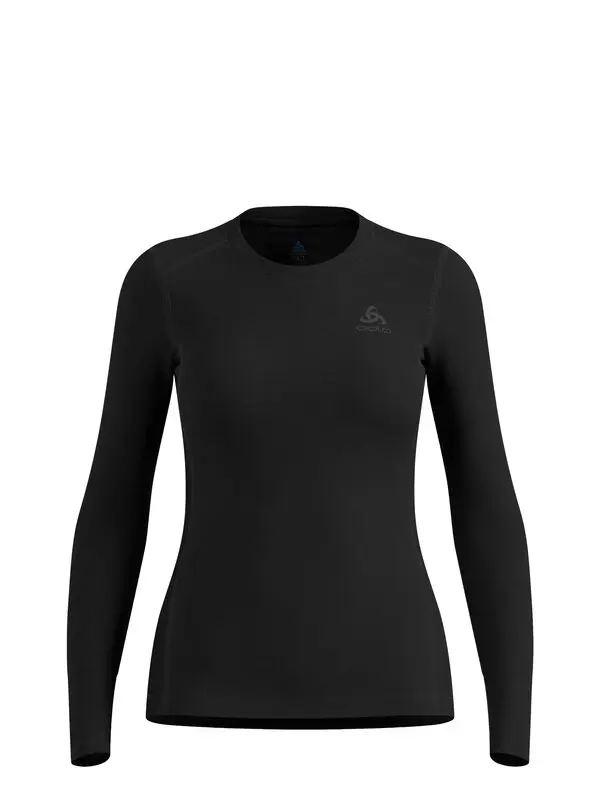 ODLO Merino Wool Crew Neck Long Sleeve Top - Black