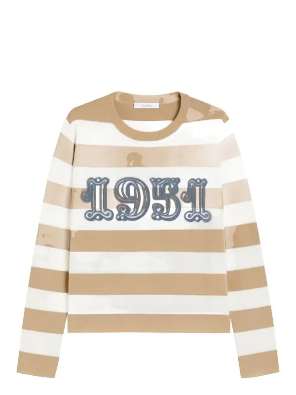 Max Mara Striped Wool Sweater With Embroidered Detail - Multi