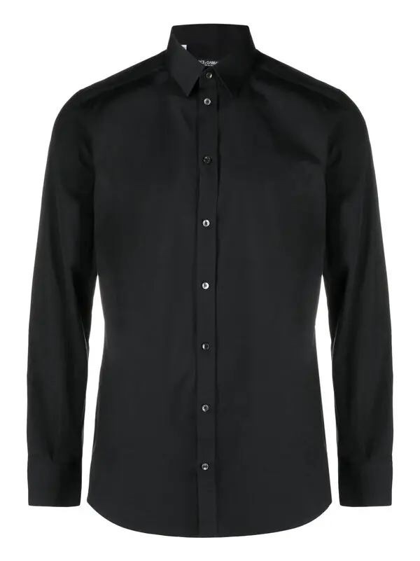 Dolce & Gabbana Fit Gold Shirt In Pure Cotton - Black
