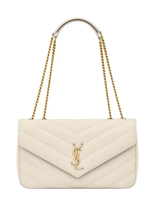 Saint Laurent Loulou Medium Shoulder Bag - Beige