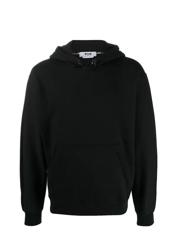 MSGM Embroidered Logo Cotton Hoodie - Black