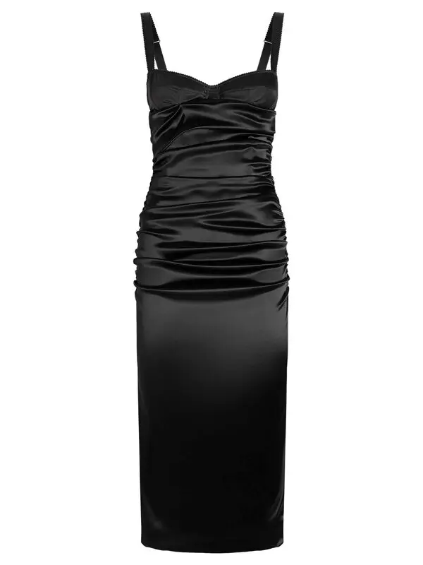 Dolce & Gabbana Ruched Satin Dress - Black