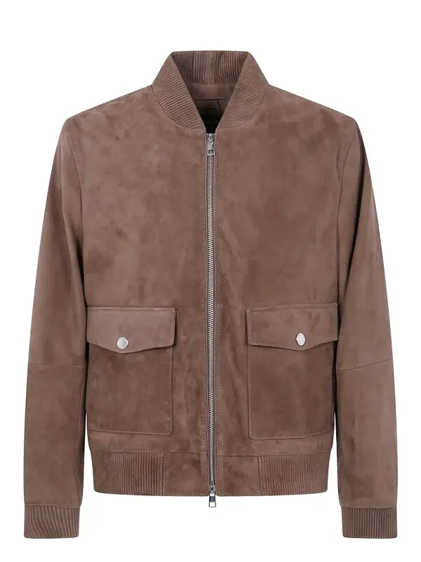 Michael Kors Suede Bomber Jacket - Brown