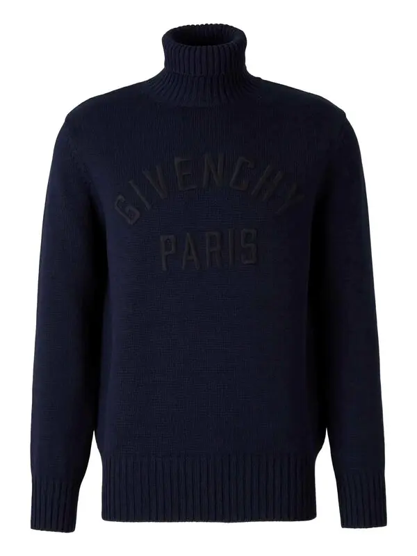 Givenchy Ribbed Turtleneck Sweater With Applique - Blue