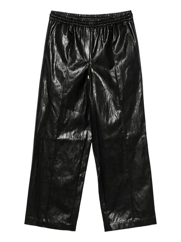 Michael Kors Faux Leather Wide Leg Pants - Black