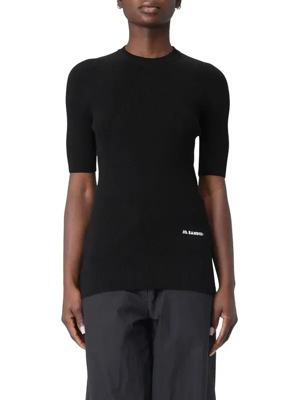 JIL SANDER Ribbed Knit Top - Black